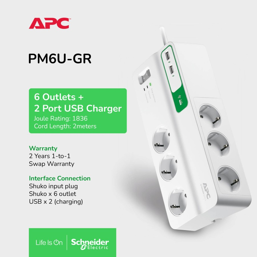 Jual APC Surge Protector PM6UGR / PM6U-GR colokan anti petir | Shopee ...