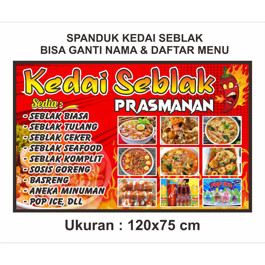Jual Spanduk Seblak_Banner Warung Seblak_Bisa Ganti Nama & Menu ...