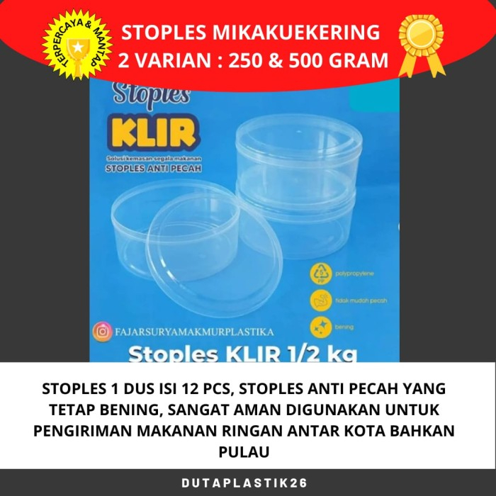 Jual Stoples Klir 1 Dus Isi 12 Pcs Stoples anti pecah yang tetap bening ...
