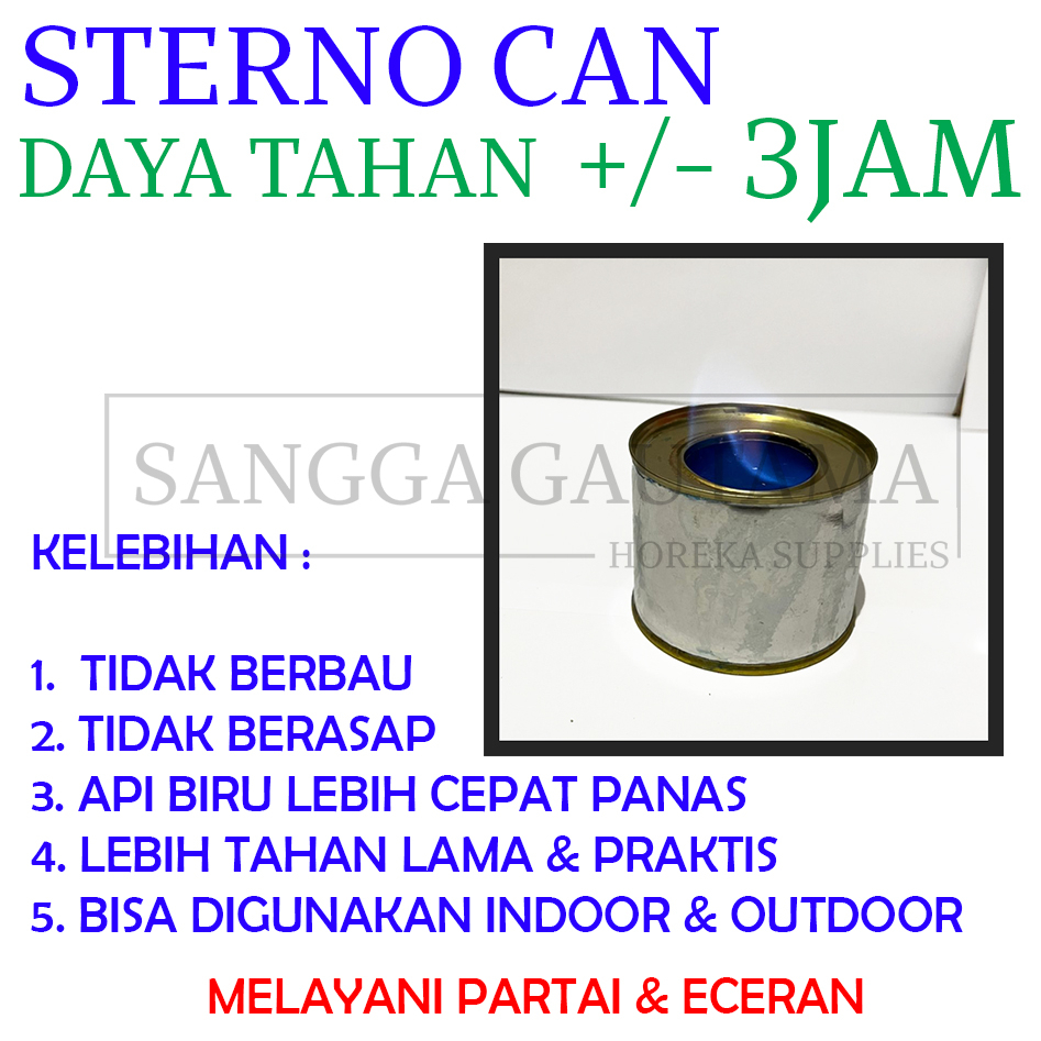 Jual Sterno gel 180gr kompor camping pemanas makanan catering INDOOR ...