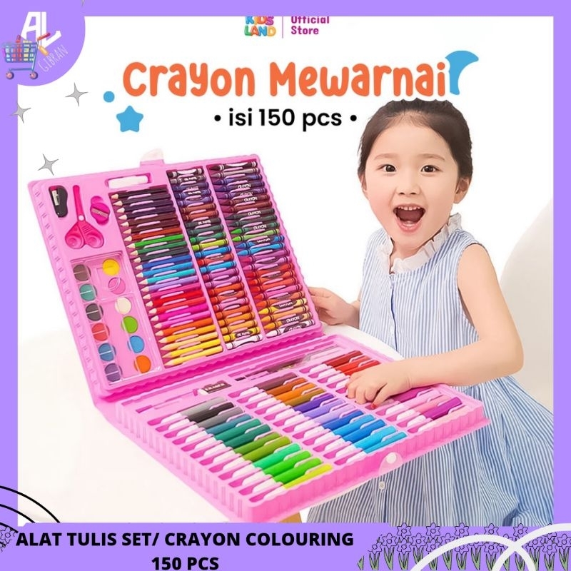 Jual Alat Mewarnai 150 Pcs / Alat Tulis Set Crayon Colouring / Art Set ...
