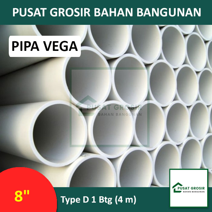 Jual Pipa PVC 8" D Merek Vega 8inch D Per Batang (4m) | Shopee Indonesia