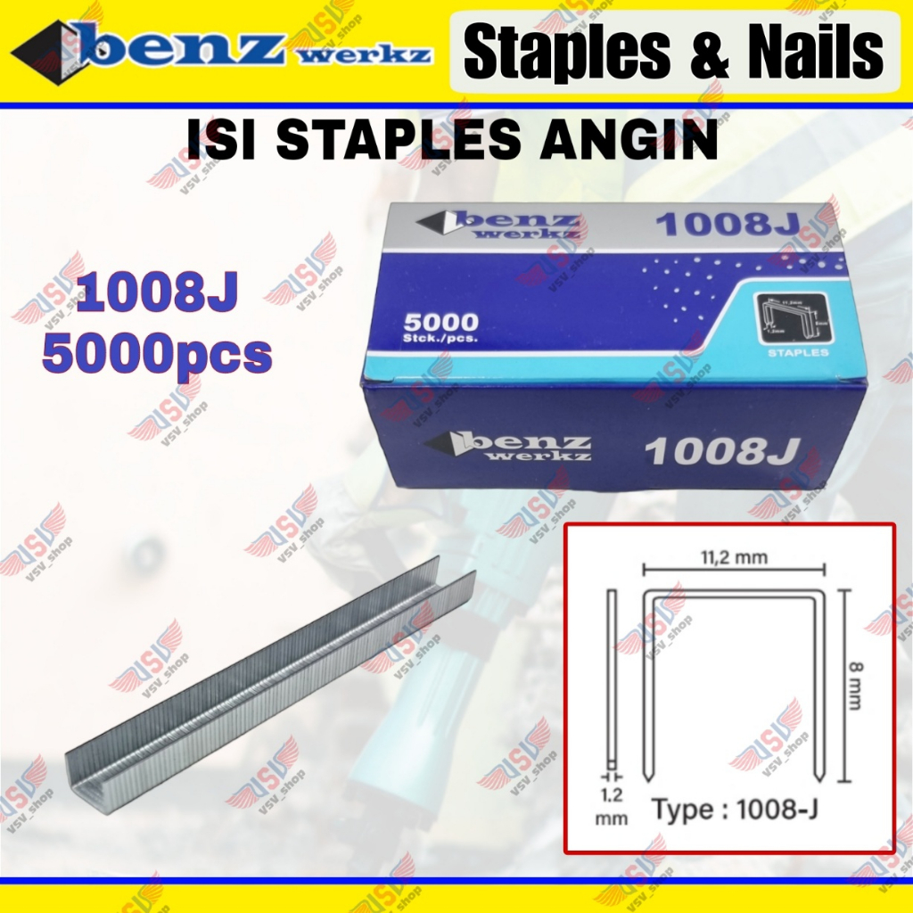 Jual ISI Staples Angin 1008J Air Nailer 1008 J Isi Paku tembak Staples ...