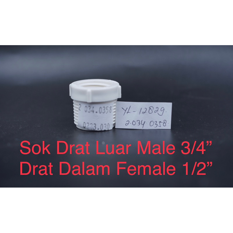 Jual PVC Reducer Sok 3/4 inch Drat Luar X 1/2 inch Drat Dalam 25mm Male ...
