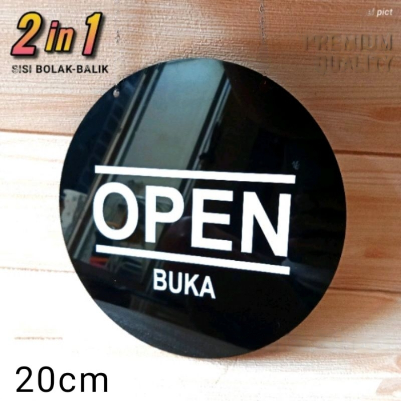 Jual Open Close SIGN Board Akrilik Bulat 2IN 1 | Shopee Indonesia