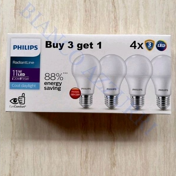 Jual Lampu Philips Radiantline Led Bulb Multipack 7W 9W 11W 6500K PUTIH ...