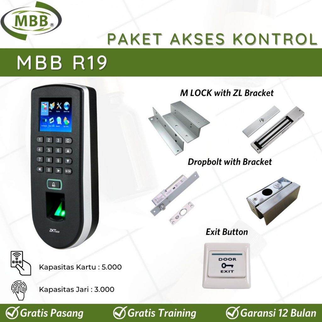 Jual Akses Kontrol Pintu Fingerprint Kartu Pin MBB R19 Mesin Absensi ...