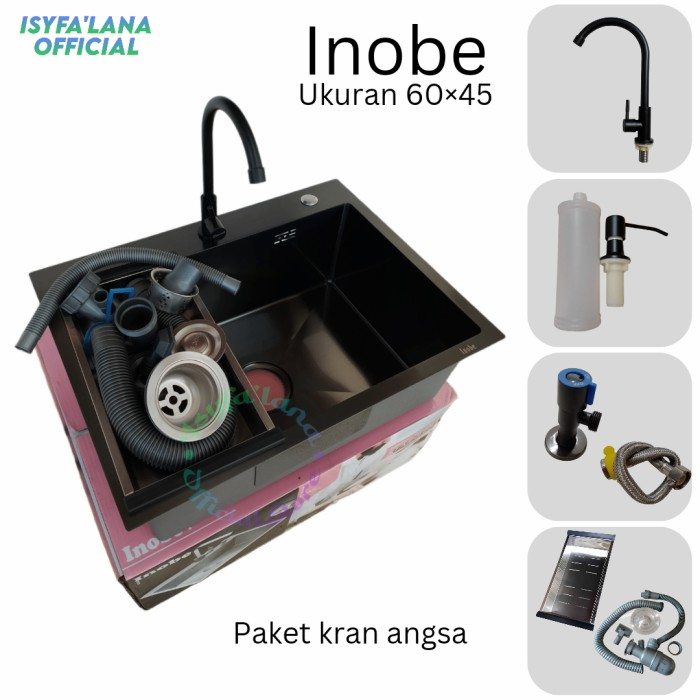 Jual Bak cuci piring hitam black Inobe 6045 paket kran | Shopee Indonesia
