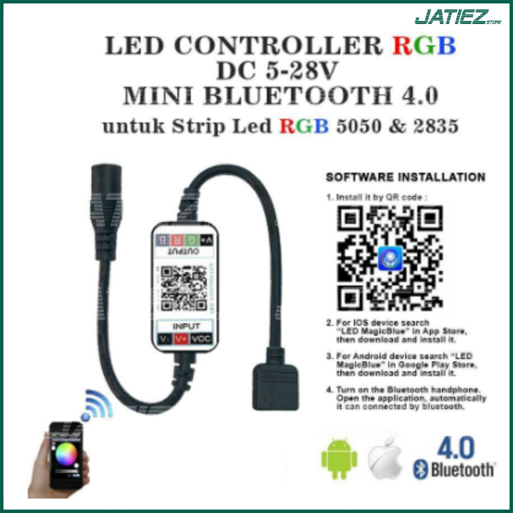 Jual Controller RGB Mini Bluetooth 2V 5-28V Modul Led Strip RGB App ...