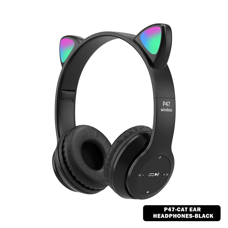 Jual B39/P47 LED Bluetooth Cat Headphone Bluetooth 5.0 Headset Noise ...