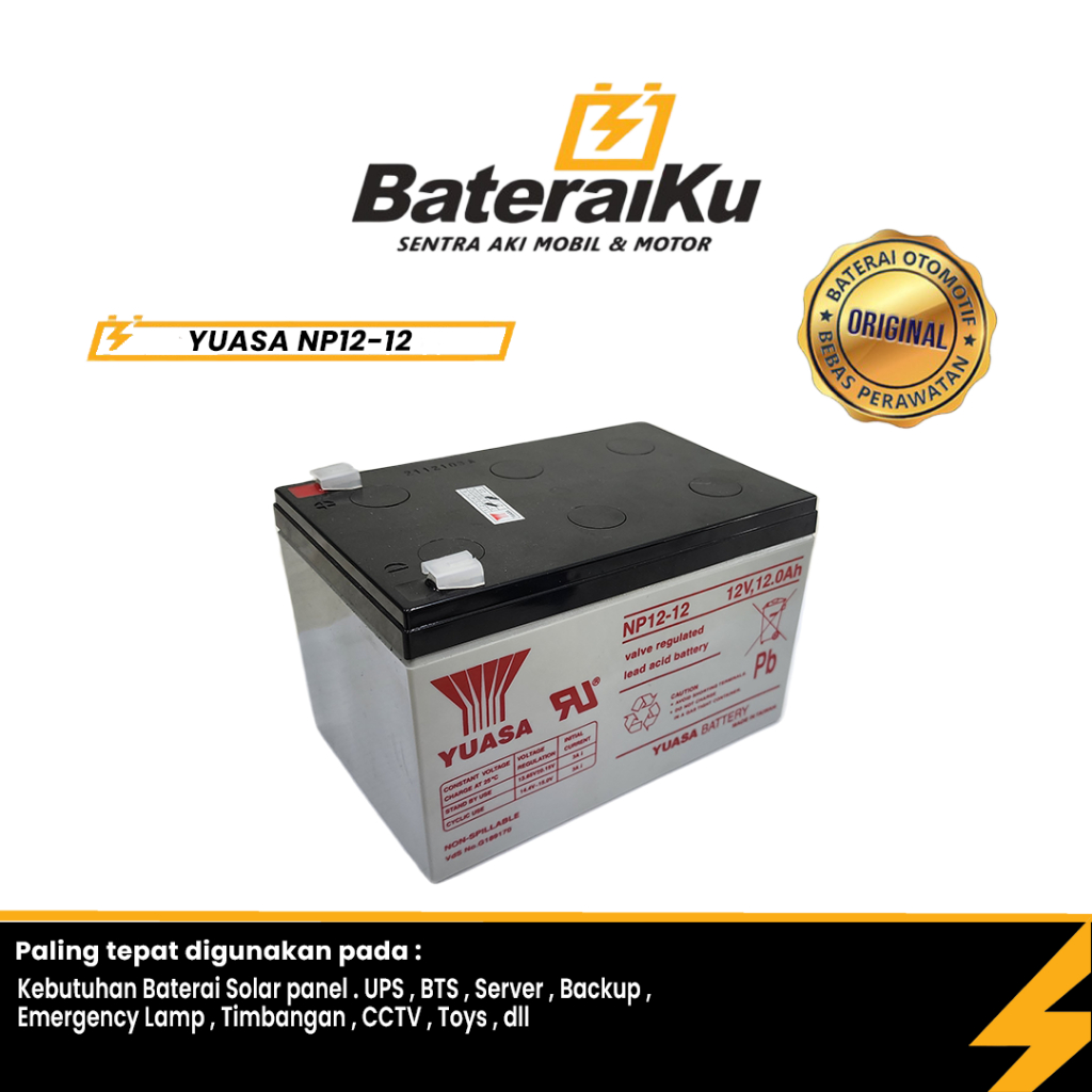 Jual Aki Baterai Yuasa Kering UPS NP12-12 12V 12AH | Shopee Indonesia