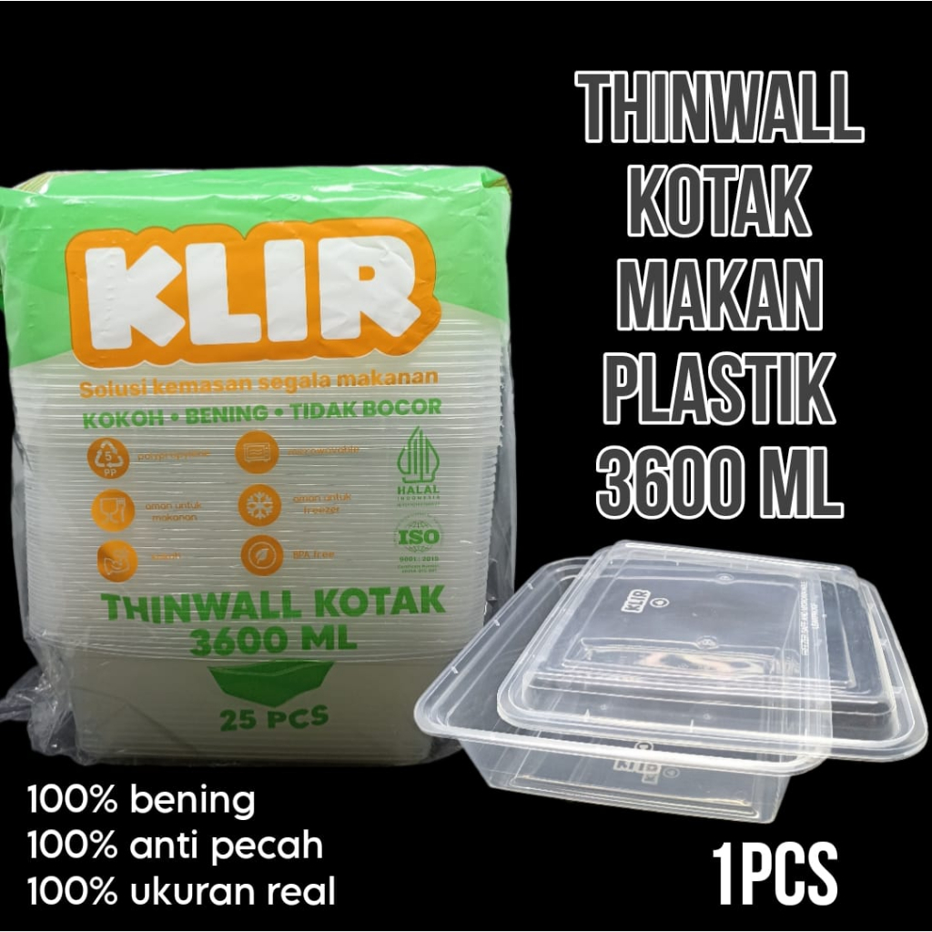 Jual Thinwall Persegi Square Box Kotak Makan Nasi Plastik Anti Panas