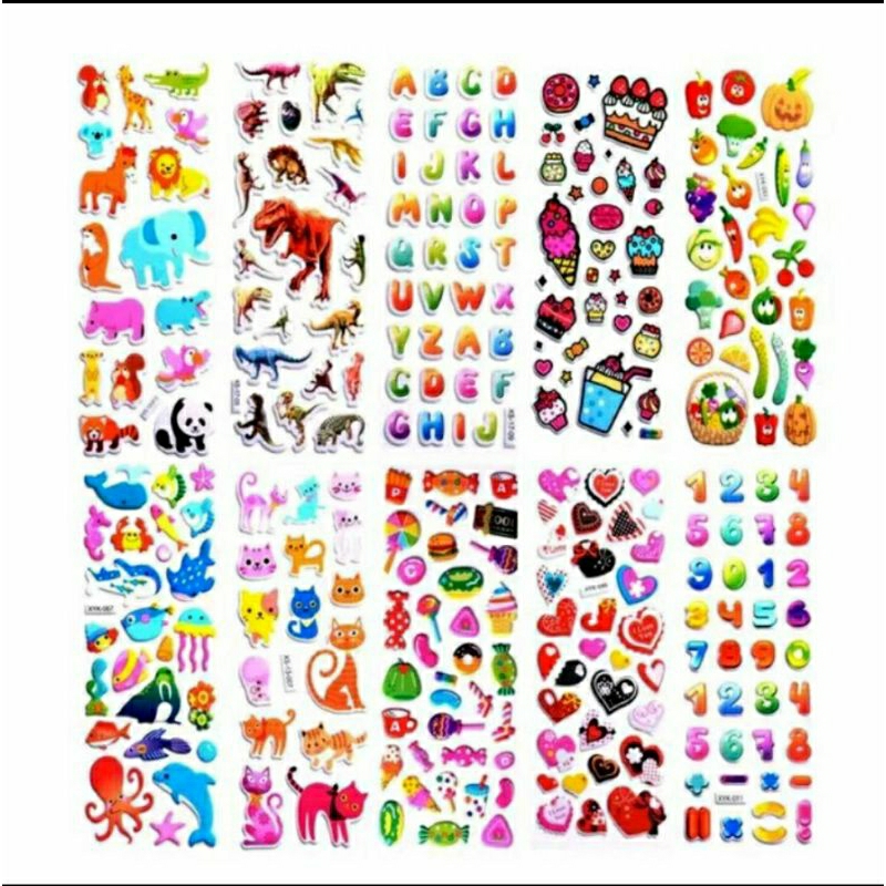 Jual 20 PCS STIKER PENDEK TIMBUL / STICKER EMBOSS KARTUN MIX CEWEK ...