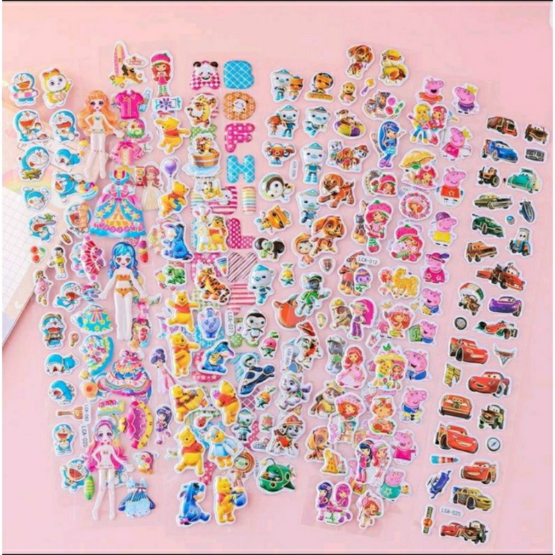 Jual 20 PCS STIKER PANJANG TIMBUL / STICKER EMBOSS KARTUN MIX CEWEK ...