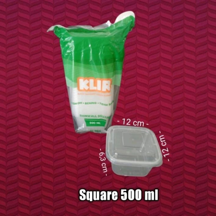 Jual Thinwall 500 ml Square KLIR Thinwall Kotak 500 ml Kotak Makan ...
