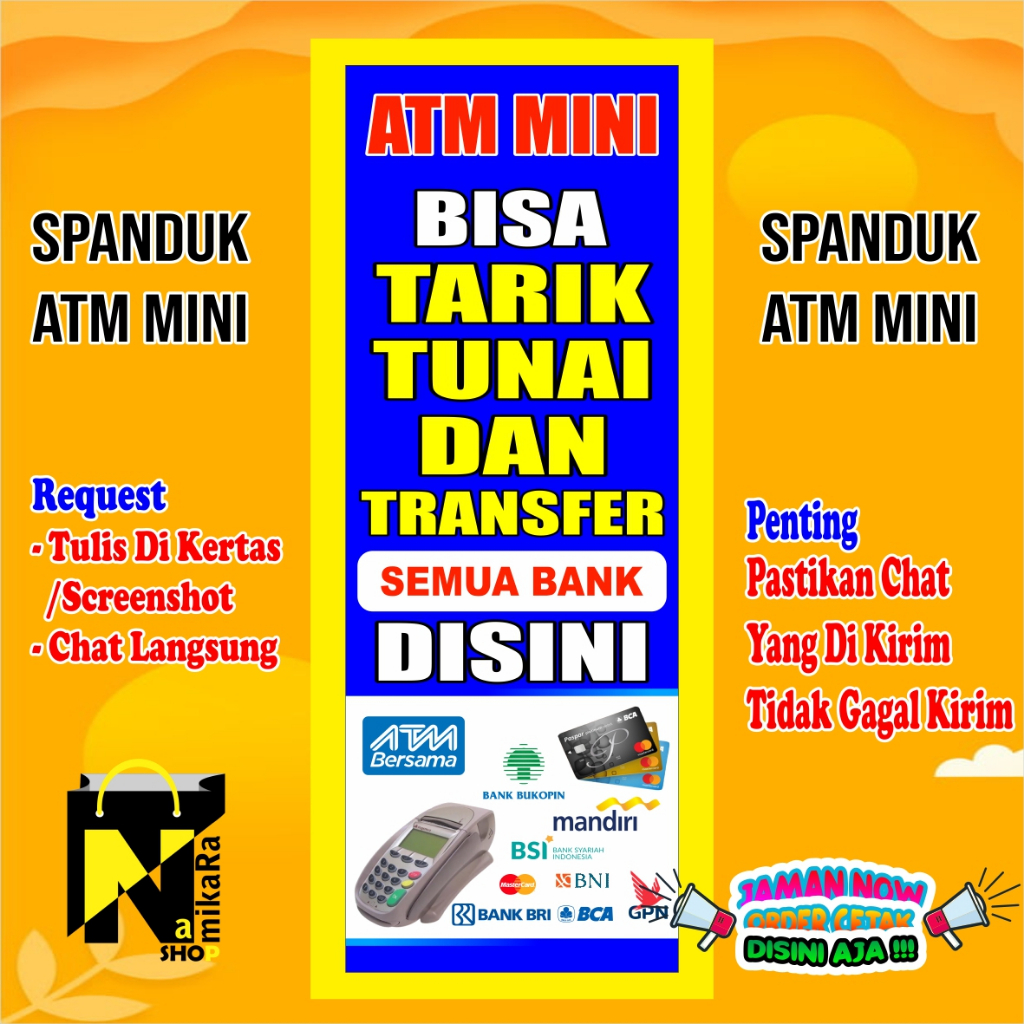 Jual Spanduk banner ATM MINI terbaru paling keren ukuran 160x60 cm ...