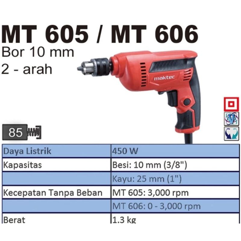 Jual Mesin Bor Maktec MT 606 10mm 2 arah | Shopee Indonesia