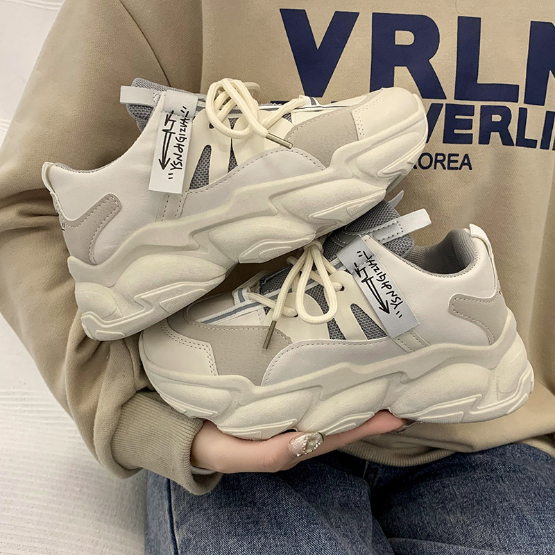 Jual QNS Sepatu Sneakers Chunky Wanita Putih&Cream Sepatu ayah wanita ...