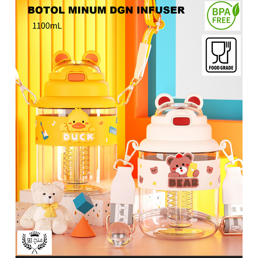 Jual BOTOL MINUM UKURAN BESAR dengan SEDOTAN + INFUSER BPA FREE 1100 ML CELEBRITY STRAW | Shopee ...