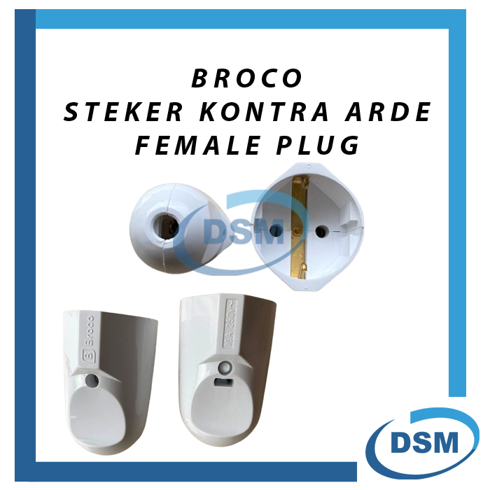Jual BROCO KONTRA STEKER ARDE COLOKAN KABEL LISTRIK BULAT PUTIH FEMALE ...