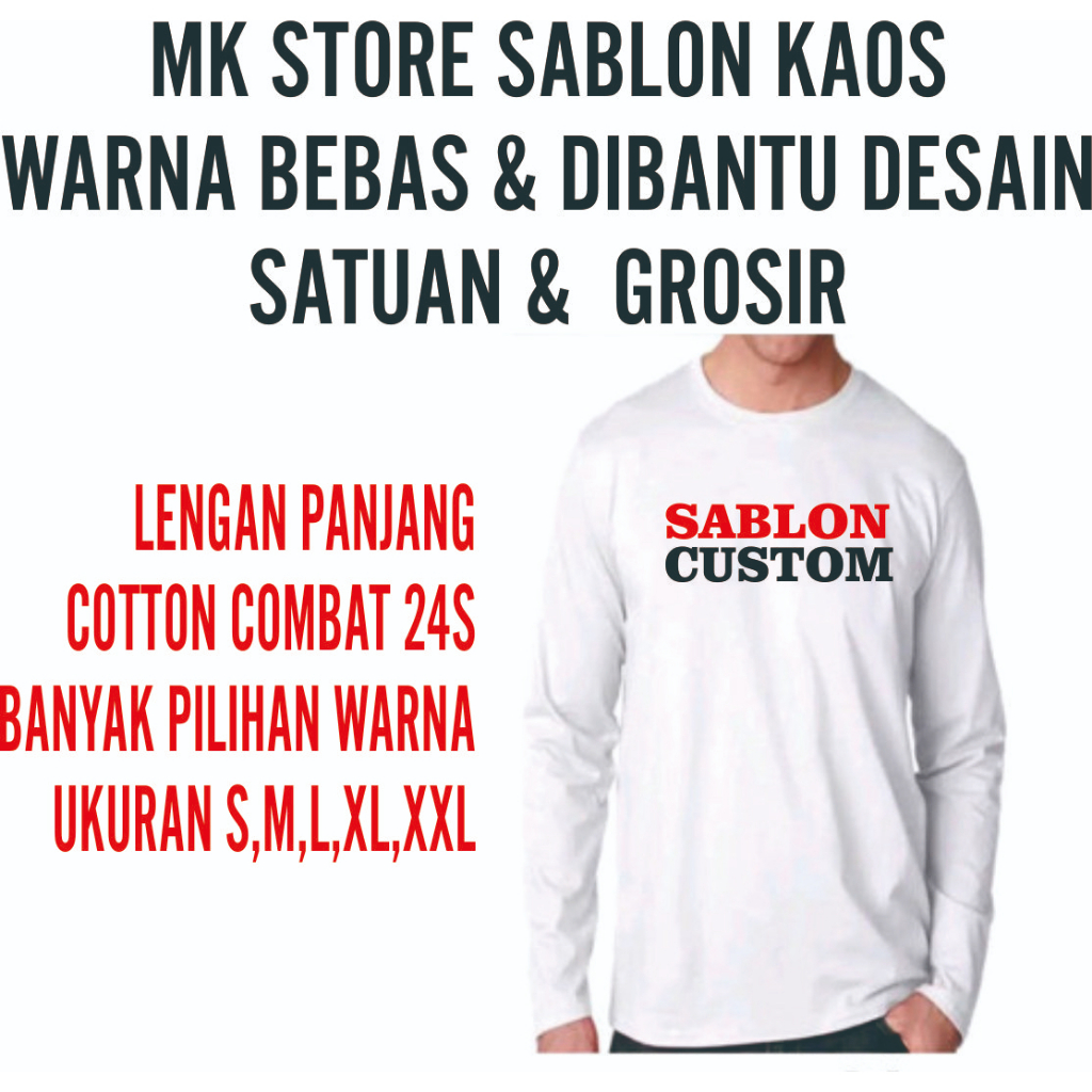Jual custom kaos satuan panjang atau sablon kaos satuan atau kaos ...