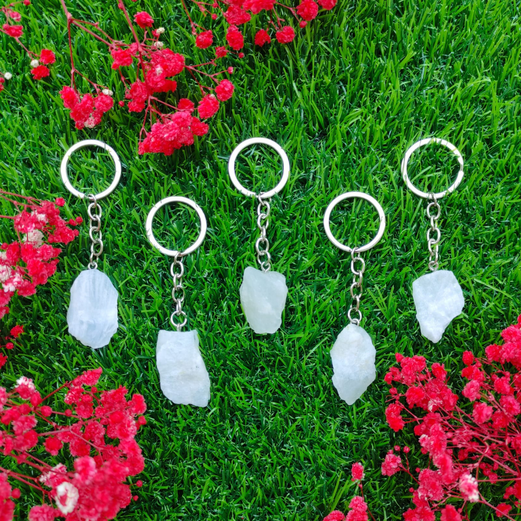 Jual White Moonstone Keychain Natural Healing Crystal Stone Energy For ...