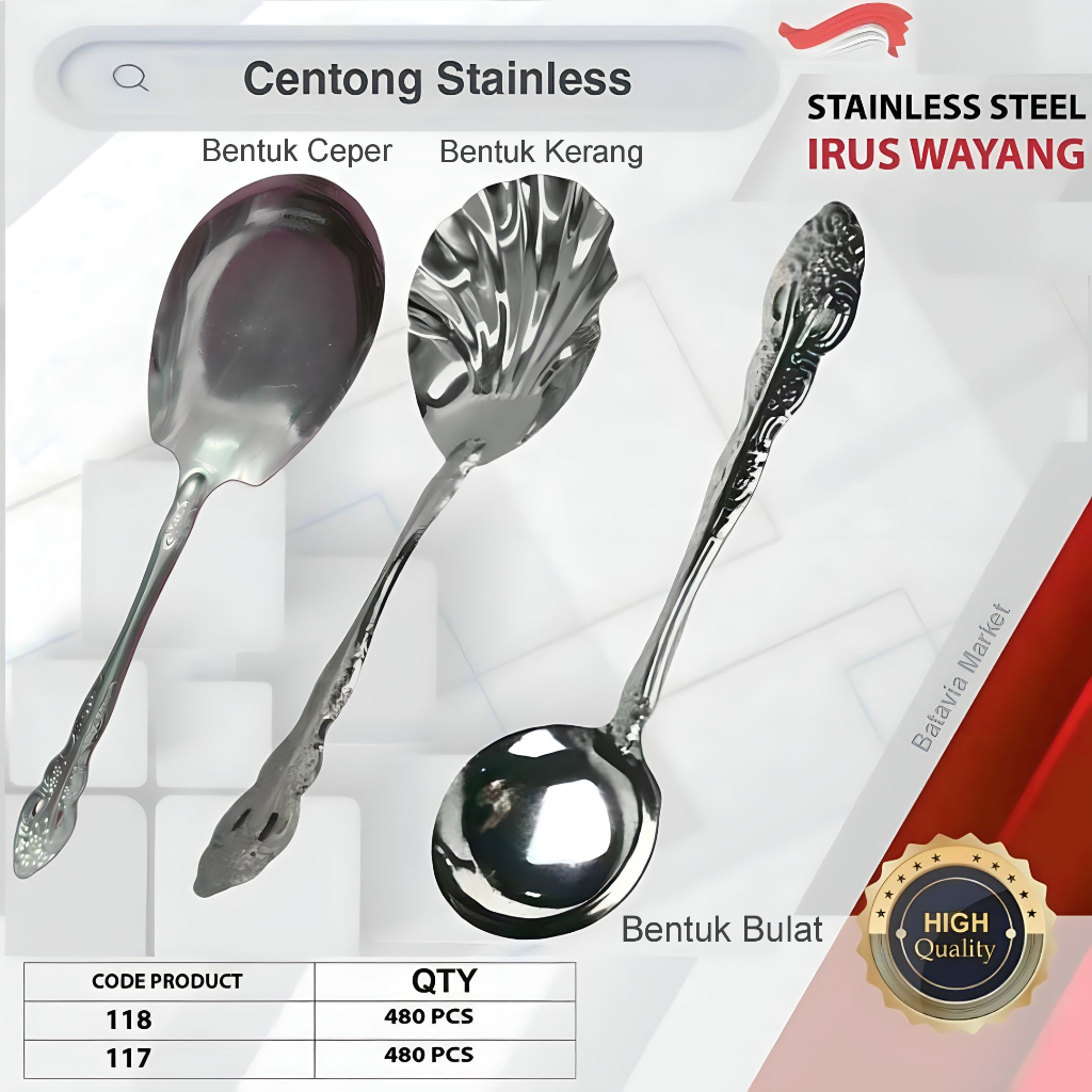 Jual [6 PCS] Irus Stainless Steel Wayang / Sendok sop / Sendok sayur ...