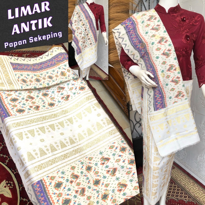 Jual Songket Limar Antik Papan Sekeping Putih cream /songket tenun asli ...