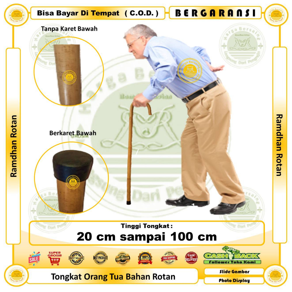 Jual Tongkat Alat Bantu Jalan Orang Tua Dari Rotan - Ramdhan Rotan ...