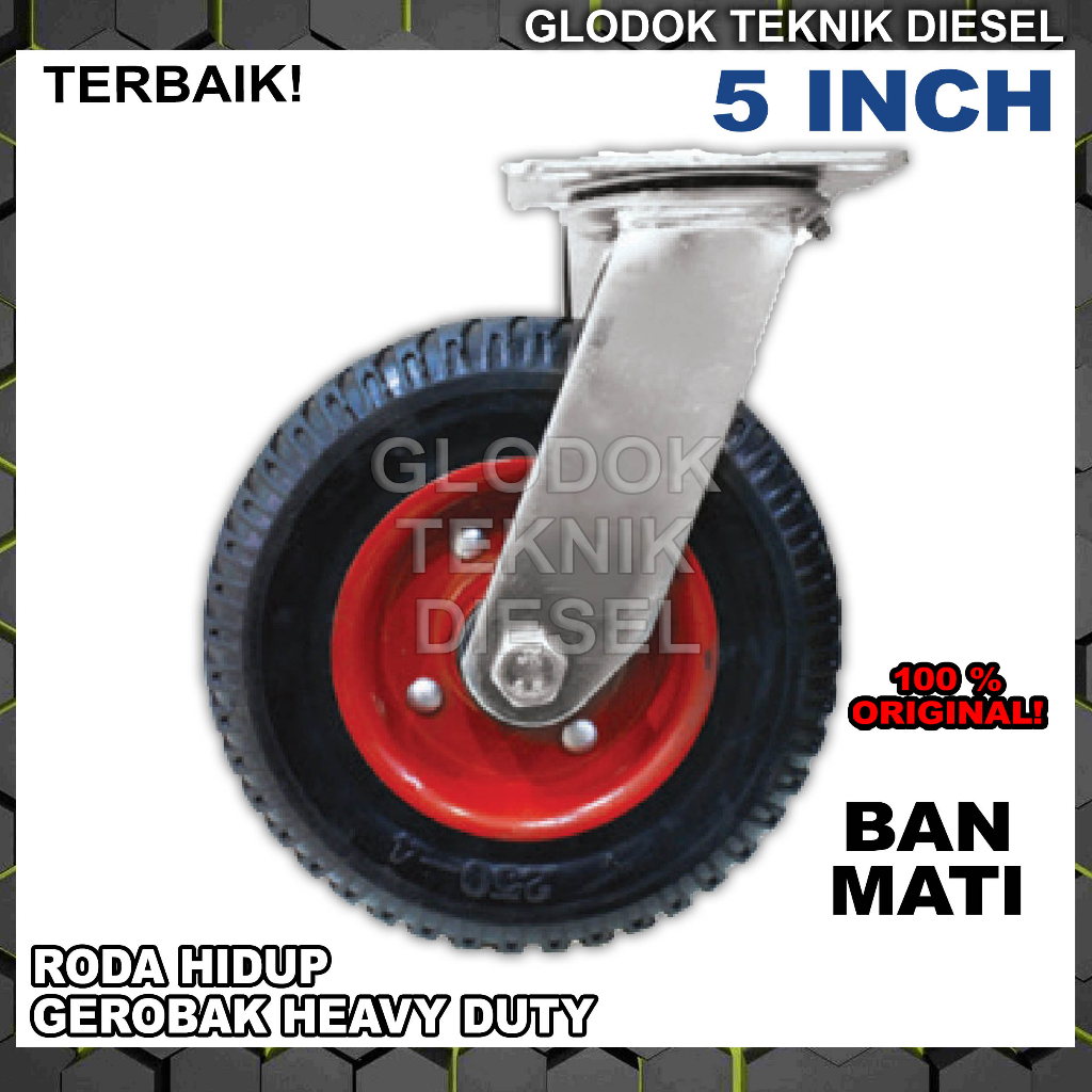 Jual Roda Karet Hidup Putar HEAVY DUTY Trolley Troli 5" Inch Gerobak ...