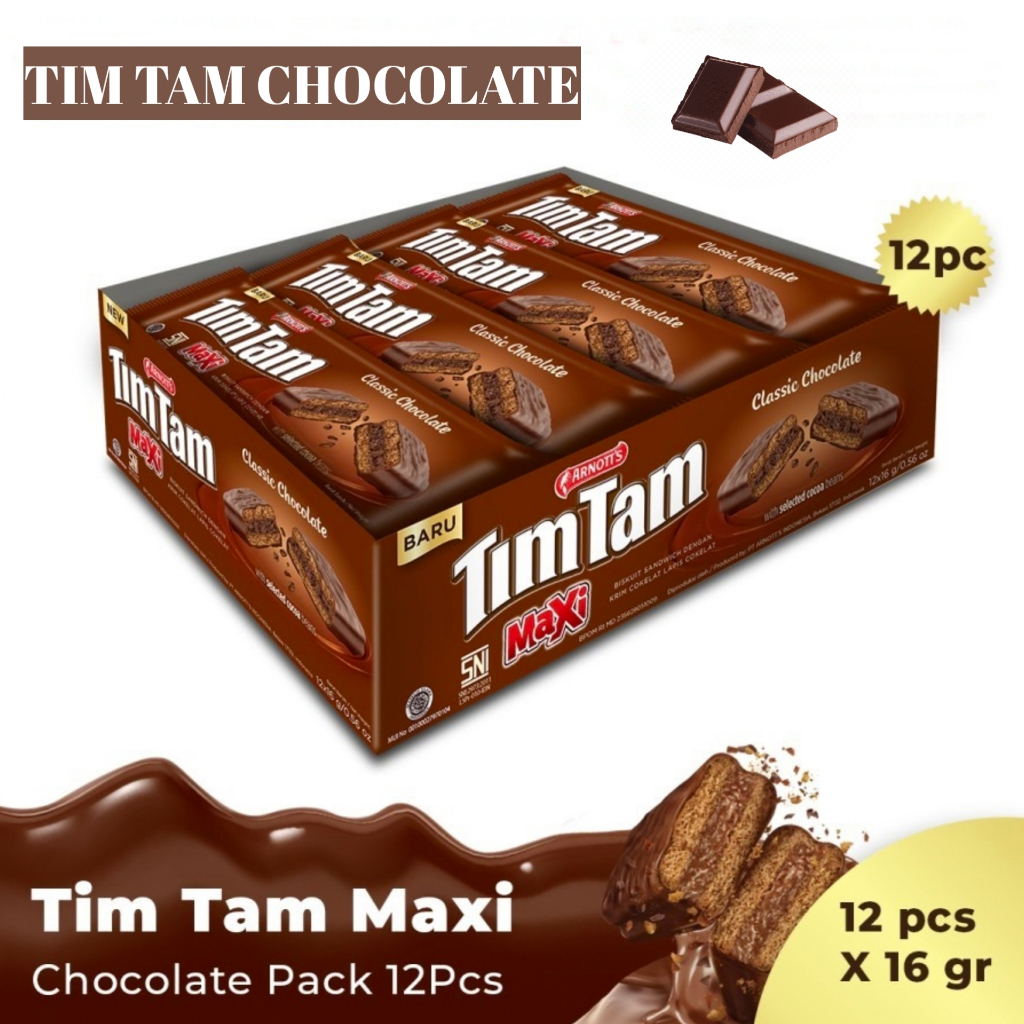 Jual TIM TAM MAXI CLASSIC CHOCOLATE 16 GRAM ( HARGA PER PACK ISI 12 PCS ...