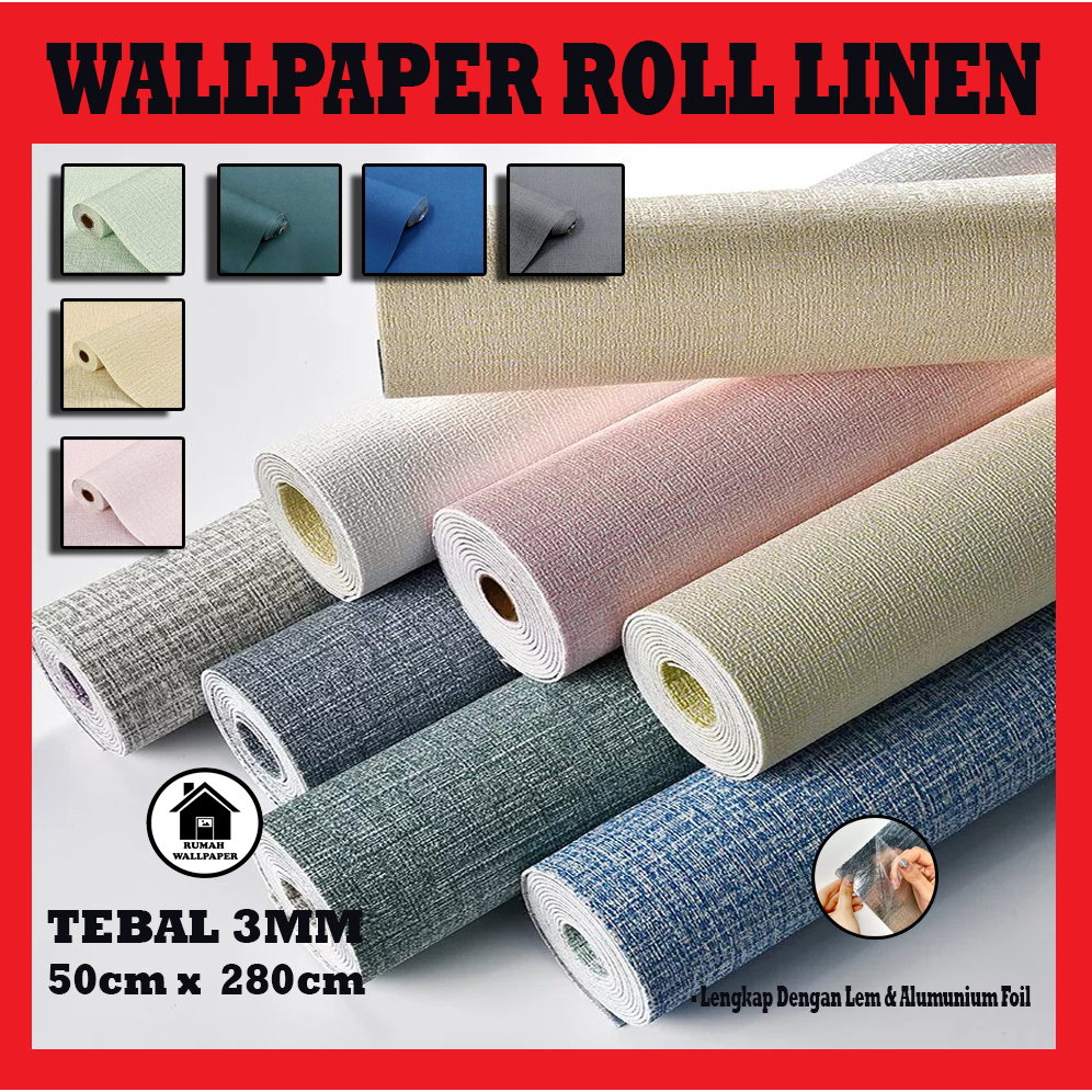 Jual RW Wallpaper Foam Linen 50cm x 280cm 3D Stiker Roll Dekorasi ...