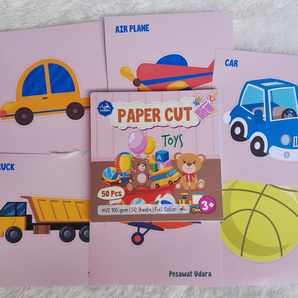 Jual Latihan menggunting kertas tema mainan 50 lembar hvs 100 gsm ...