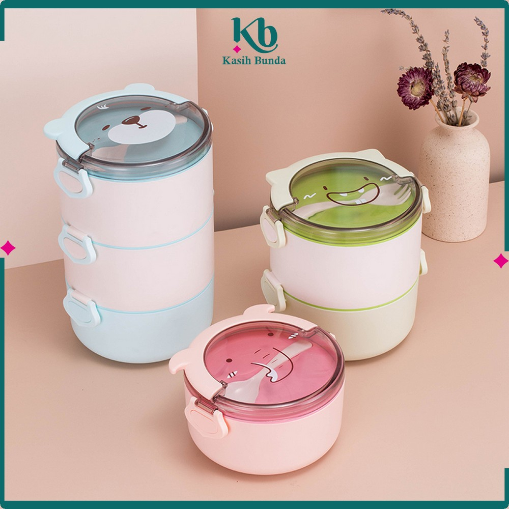 Jual Lunch Box Set Tempat Makan Anak 3 Tingkat Karakter BPA FREE / Rantang Susun Anak Kotak ...