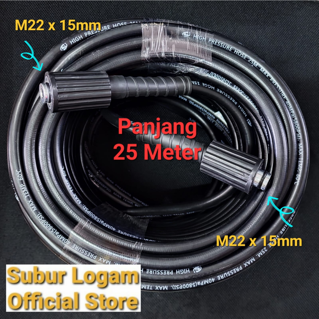 Jual Selang Jet Cleaner 25 Meter untuk QL 2500 / QL 1900 / PW 70 / PWC 70 Drat M22 x 15mm ...