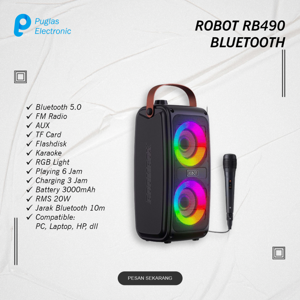 Jual Speaker Robot RB490 Bluetooth 5.0 Wireless Karaoke Speaker Aktif ...
