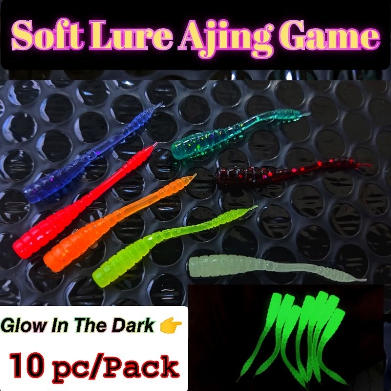 Jual 10pc Soft Lure Ajing Lure Kenyal Kotrek Sabiki Glow in The Dark ...