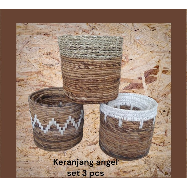 Jual keranjang anyaman kerajinan tangan 3in 1 dengan 3 ukuran bahan ...