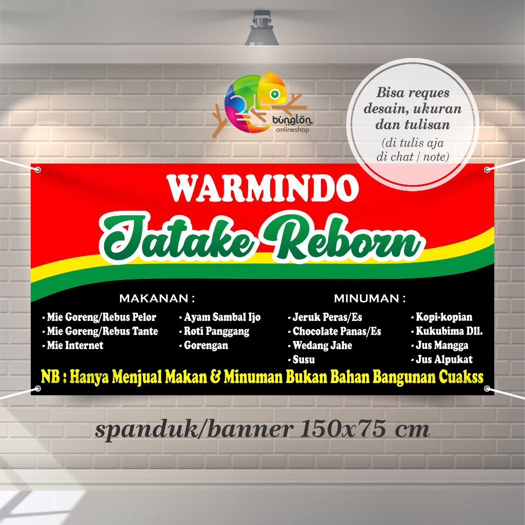 Jual 150x75 Spanduk Banner Warmindo Model Baru Free Desain | Shopee ...
