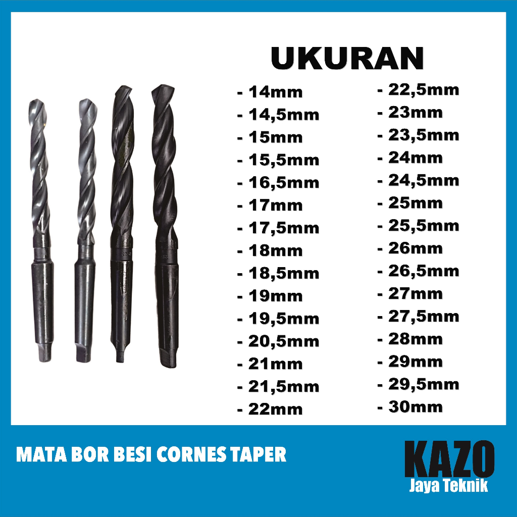 Jual Mata Bor Besi Cornes Taper / Taper Shank Drill | Shopee Indonesia