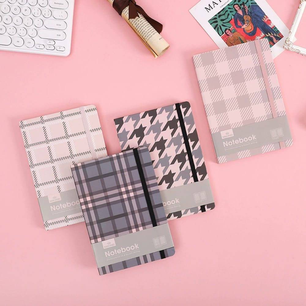 Jual Notebook Tartan A5 Pastel Book Diary Ruled Pages Buku Tulis Karet ...