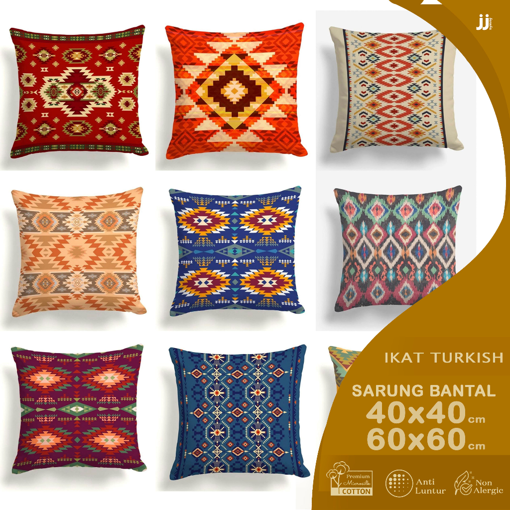 Jual SARUNG BANTAL SOFA PRINT MOTIF IKAT VINTAGE 40X40 DAN 60X60 CM ...