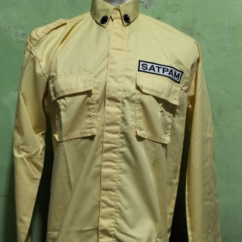 Jual seragam pdl satpam terbaru warna krem bisa pesan sama nama lengkap | Shopee Indonesia