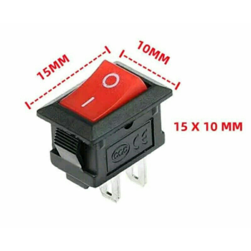 Jual SAKLAR/ ROCKER SWITCH Mini Merah ON-OFF 2 PIN dimensi 15 mm x 10 ...