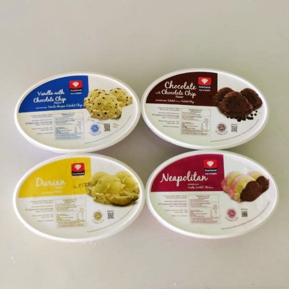 Jual Diamond Ice Cream Neapolitan, Durian, Chocolate dan Vanila Chip ...