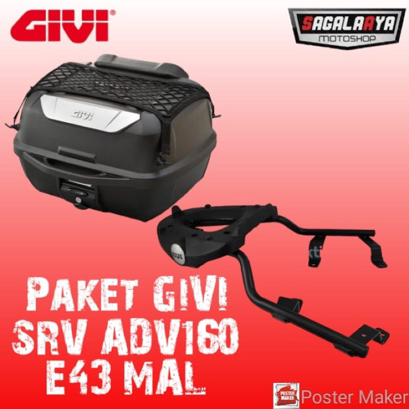 Jual Paket GIVI SRV ADV 160 Box Only E43MAL tanpa baseplate MP70 E43 ...
