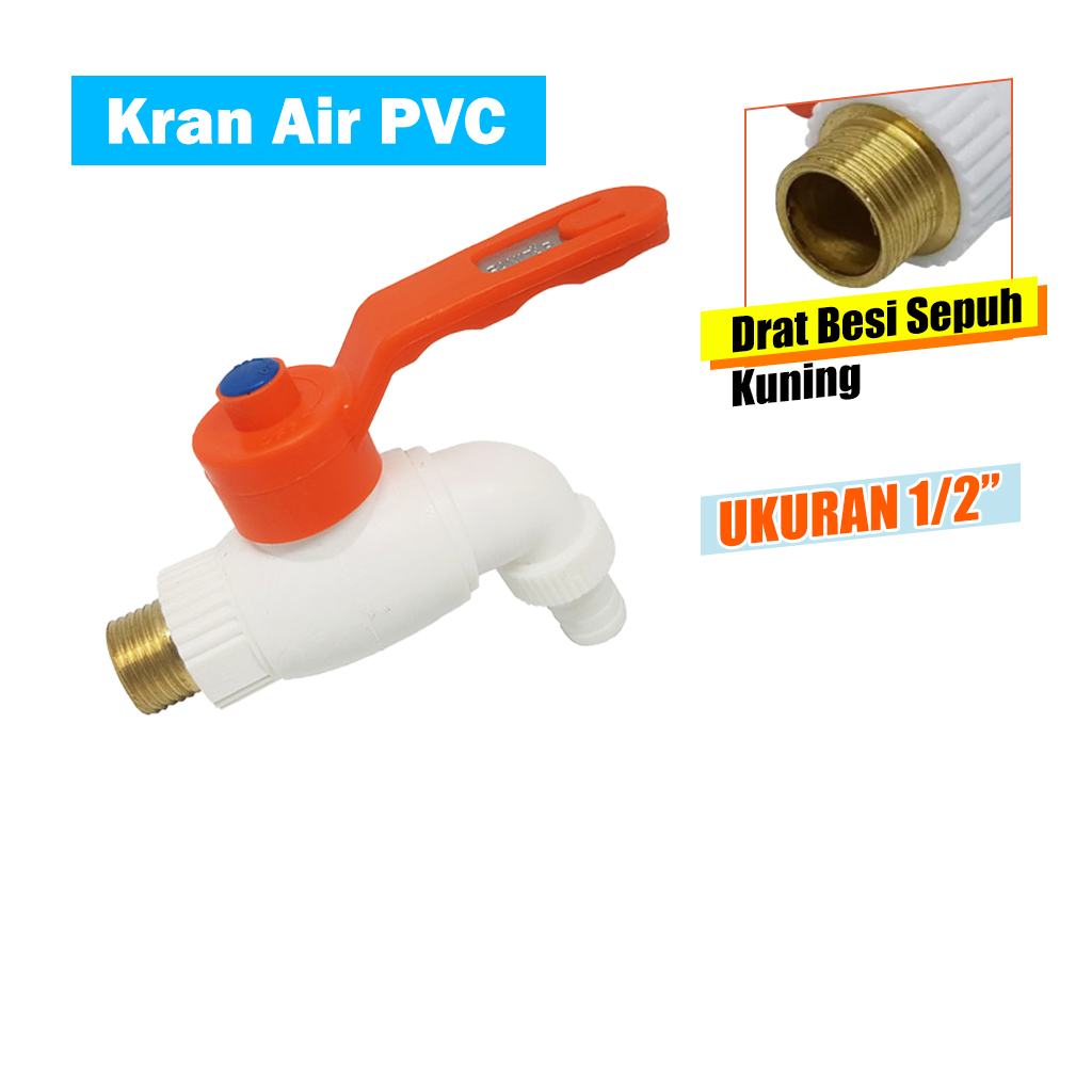 Jual Keran/Kran Air PVC 1/2 Inchi / Kran Drat Kuningan / Kran PVC Keran ...