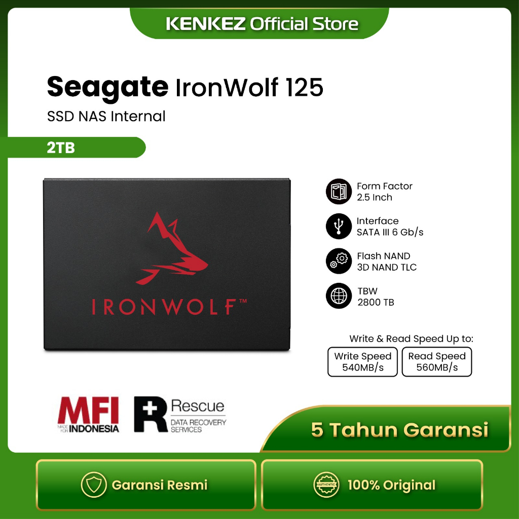 Jual Seagate IronWolf 125 SSD NAS 2TB SATA 2.5" 3D TLC | Shopee Indonesia