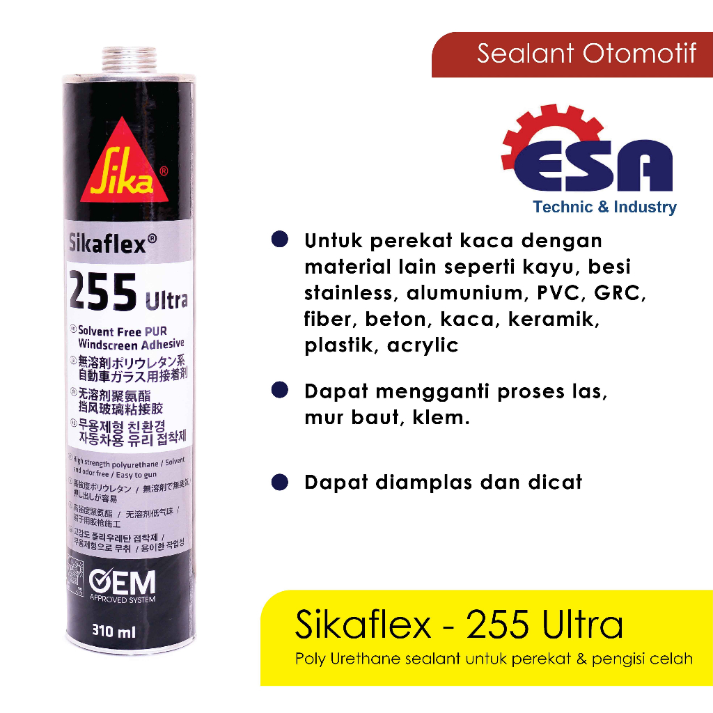 Jual LEM KACA MOBIL | SEALANT MOBIL SIKAFLEX 255 ULTRA | Shopee Indonesia