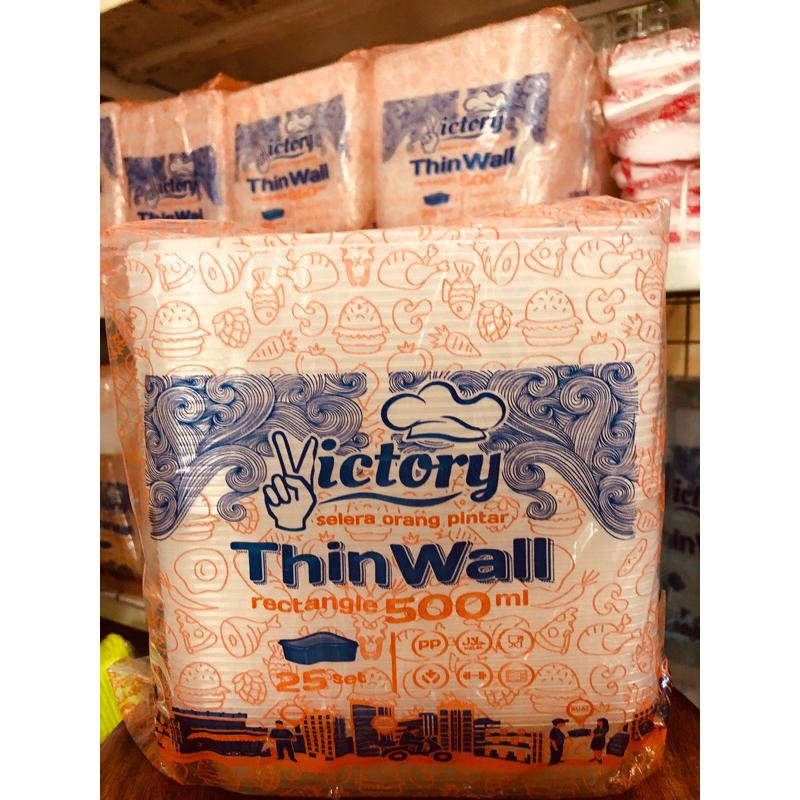 Jual Thinwall Victory Rectangle 500ML - FREE BUBBLEWRAP | Shopee Indonesia